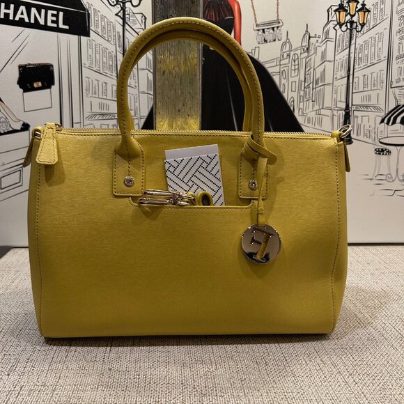 Furla | Bags | Yellow Furla Boston Bag With Removable Shoulder Strap ...
